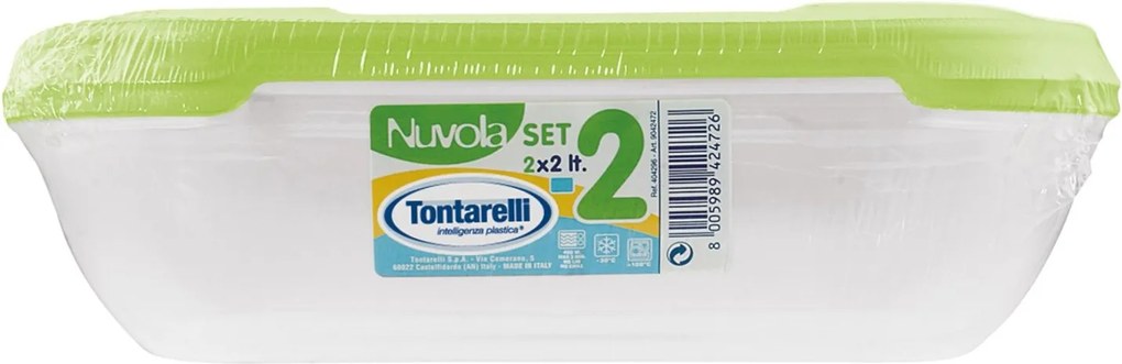 Tontarelli Dóza na potraviny NUVOLA Rectangular Set limetková zelená 2x2 l