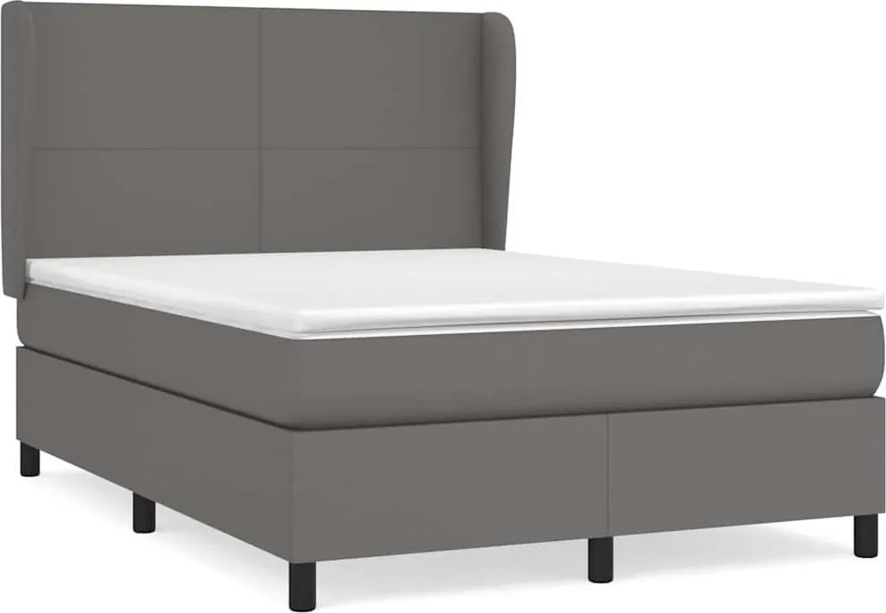 Box spring postel s matrací šedá 140x200 cm umělá kůže 3128917