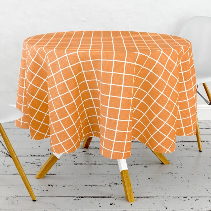 Ubrus PVC kulatý DC-8400 - Kostkovaná oranž (různé velikosti)