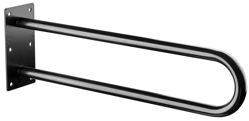 PEVNÉ MADLO "U" K WC ČERNÉ PREMIUM Délka: 80 cm, Průměr: 30 mm