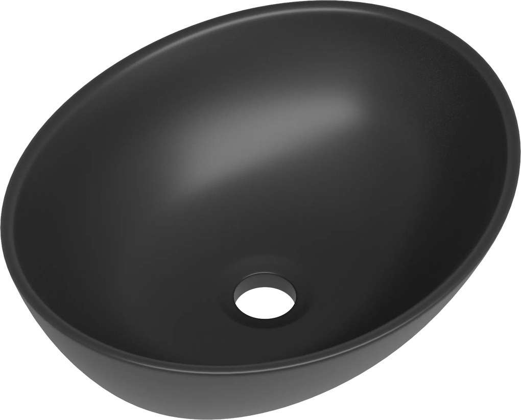 Gamma Negra, umyvadlo na desku 410x330x140 mm, černá matná, GMA-UC-NEGRA