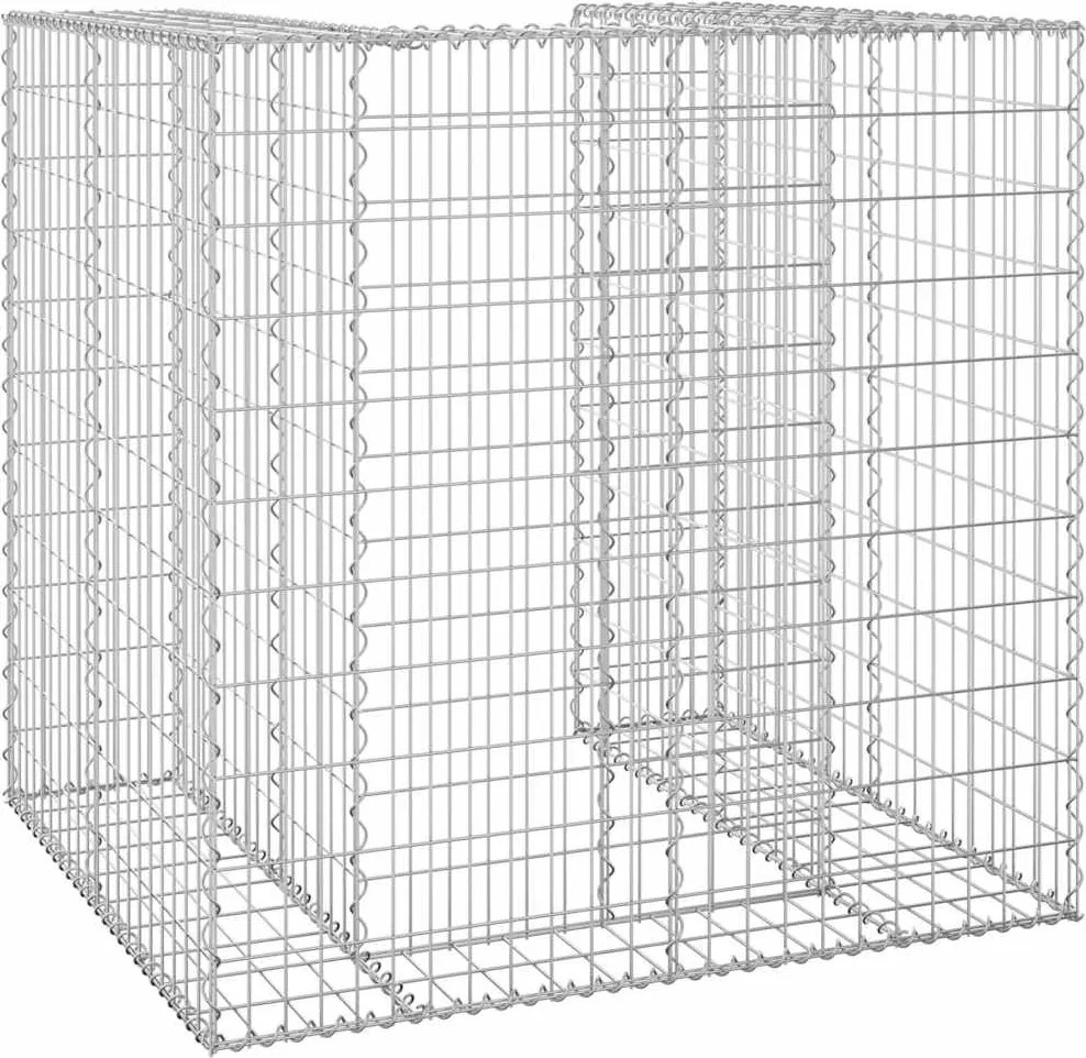 Gabionová zástěna pro popelnici pozinkovaná ocel 110x100x110 cm 151298