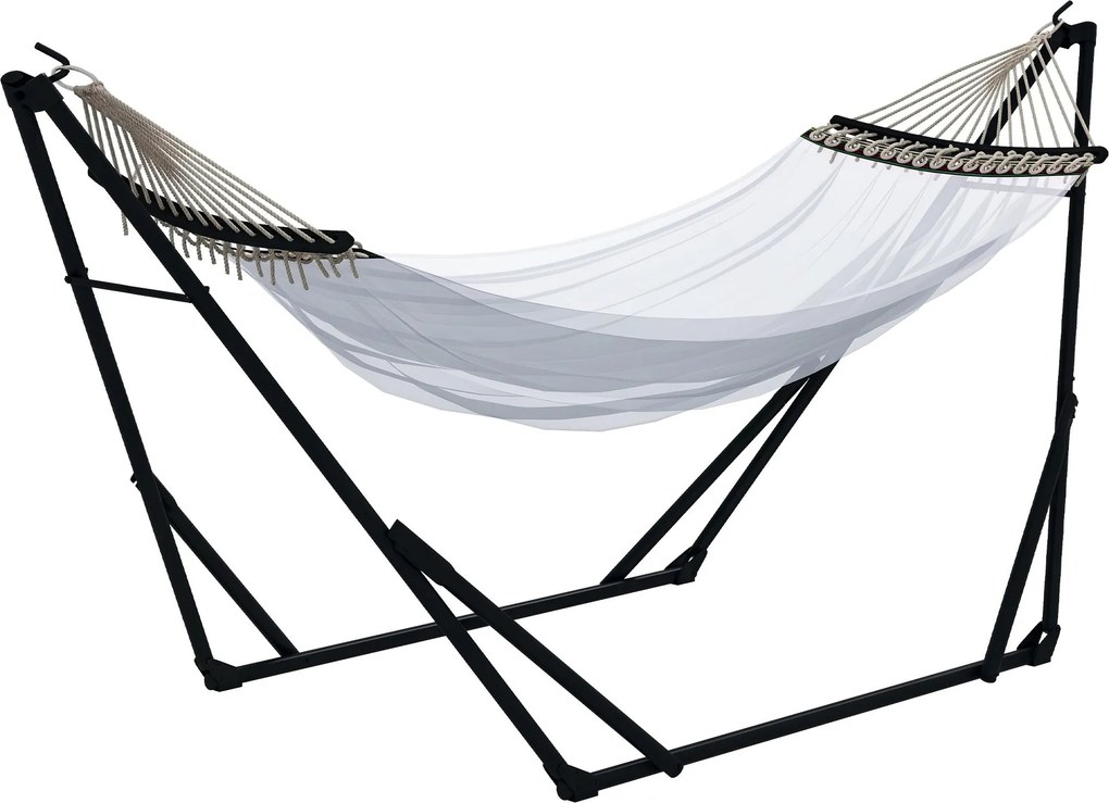 Houpací stojan Outsunny, závěsné křeslo, houpací síť, s taškou, do 120 kg, ocel, 263 x 89 x 100 cm, černý | Aosom