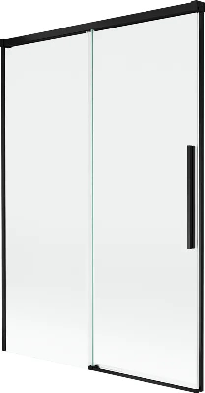 Mexen Rox, 2-křídlová posuvná vanová zástěna 120 x 150 cm, 8mm čiré sklo, černý matný profil, 8C9-120-001-70-00