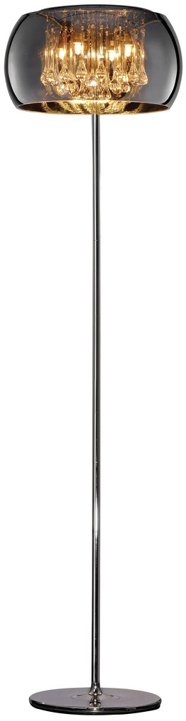 Trio 411210406 Vapore, stojací lampa v kombinaci hnědého skla a čirých závěsů, 4x42W G9, výška 158cm