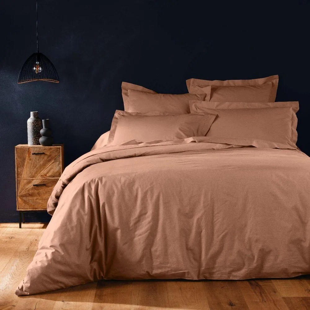 Bavlněný povlak na peřinu na dvoulůžko/prodloužený v lososové barvě 240x220 cm Lina – douceur d'intérieur