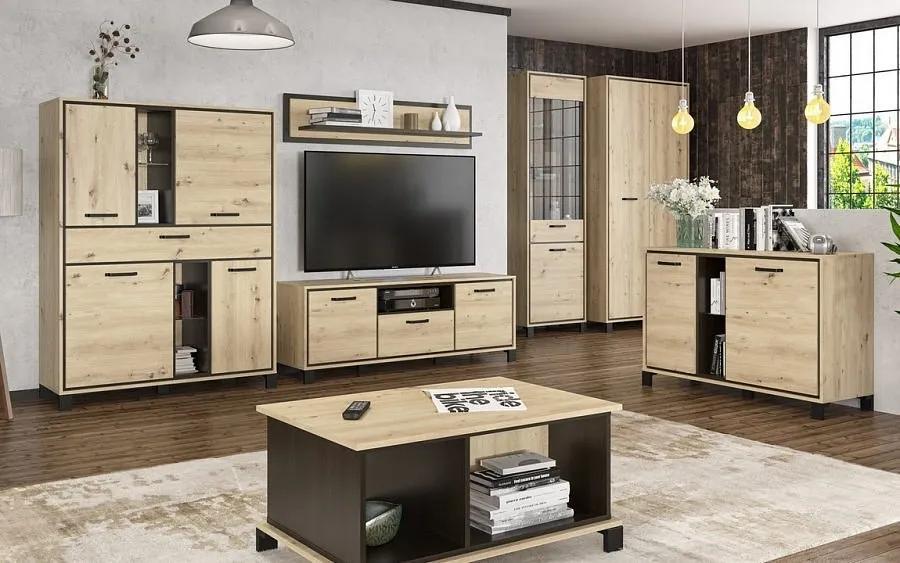 Casarredo - Komfort nábytek Televizní stolek BUCKET 2D1S, dub artisan/wenge