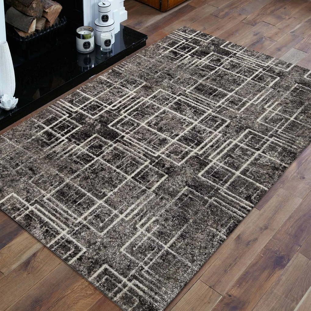 DY Šedý koberec s geometrickým vzorem Panamero 09 Rozměr: 60x100 cm