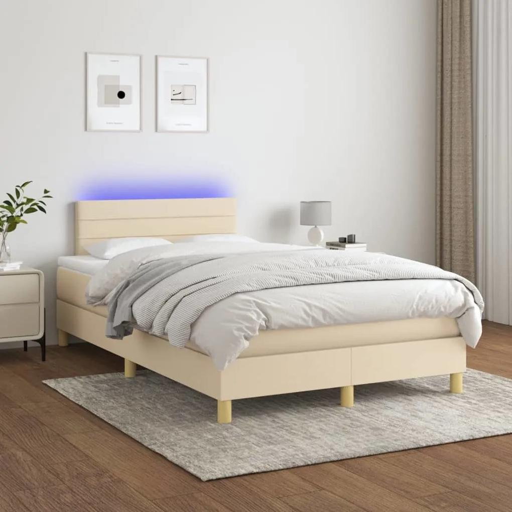 vidaXL Box spring postel s matrací a LED 120 x 200 cm textil [3133784] Barva: Modrá