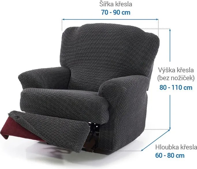 Super strečové potahy NIAGARA antracitová relaxační křeslo ( š.70 - 90 cm)