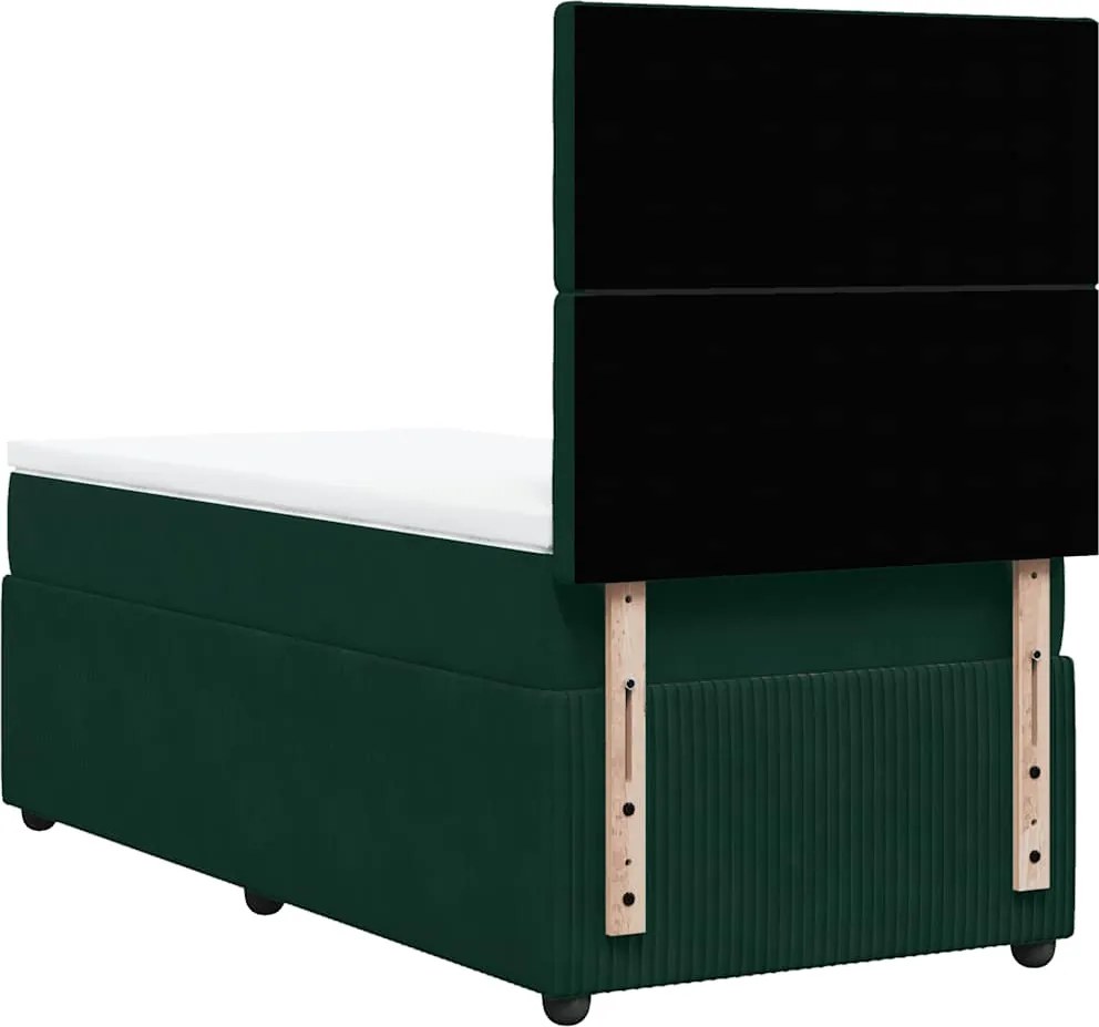 Box spring postel s matrací tmavě zelená 90x190 cm samet 3292229