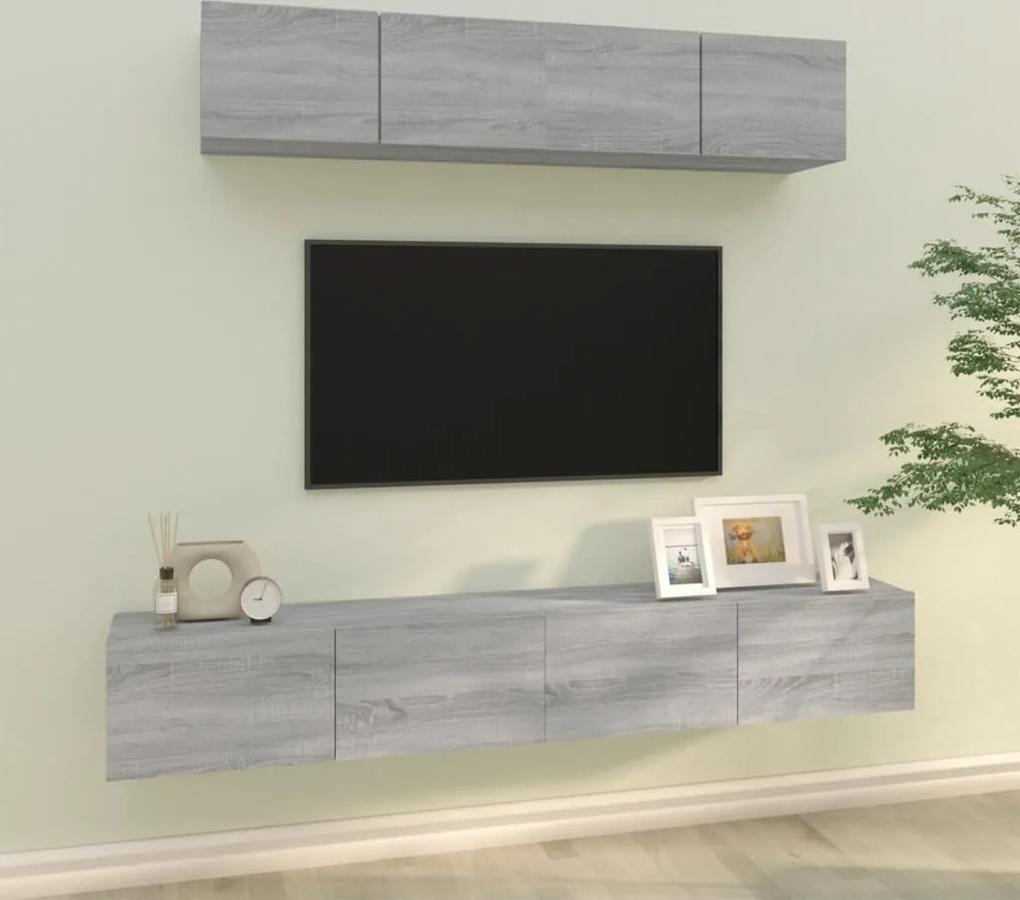 vidaXL 4dílný set TV skříněk kompozitní dřevo [3114529] Barva: Betonová šedá