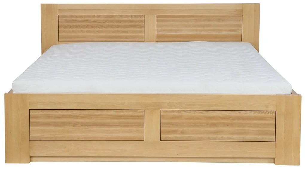 Drewmax LK112 BOX 200x200 cm dřevěná postel masiv buk dvojlůžko