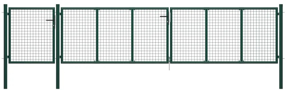 Zahradní brána ocel 500 x 100 cm zelená