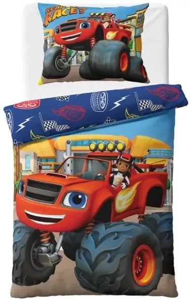 Carbotex povlečení bavlna Plamínek a Čtyřkoláci Připraven na závod 140x200, 70x90 cm