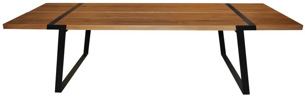 Tmavý dřevěný jídelní stůl s černým podnožím Canett Gigant, 240 cm