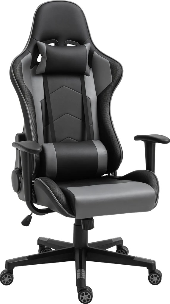Ergonomická kancelářská židle Vinsetto herní otočná židle z umělé kůže a pěny černá 67,5x74x126-136 cm pro pohodlnou práci a hraní | Aosom.de