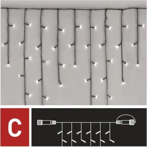 Propojovací vánoční řetěz bez zdroje EMOS Connecting D1CC01 ZY1932 100LED krápníky 2,5x0,9m studená bílá