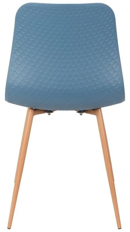 White Label Modrá plastová jídelní židle WLL LEON