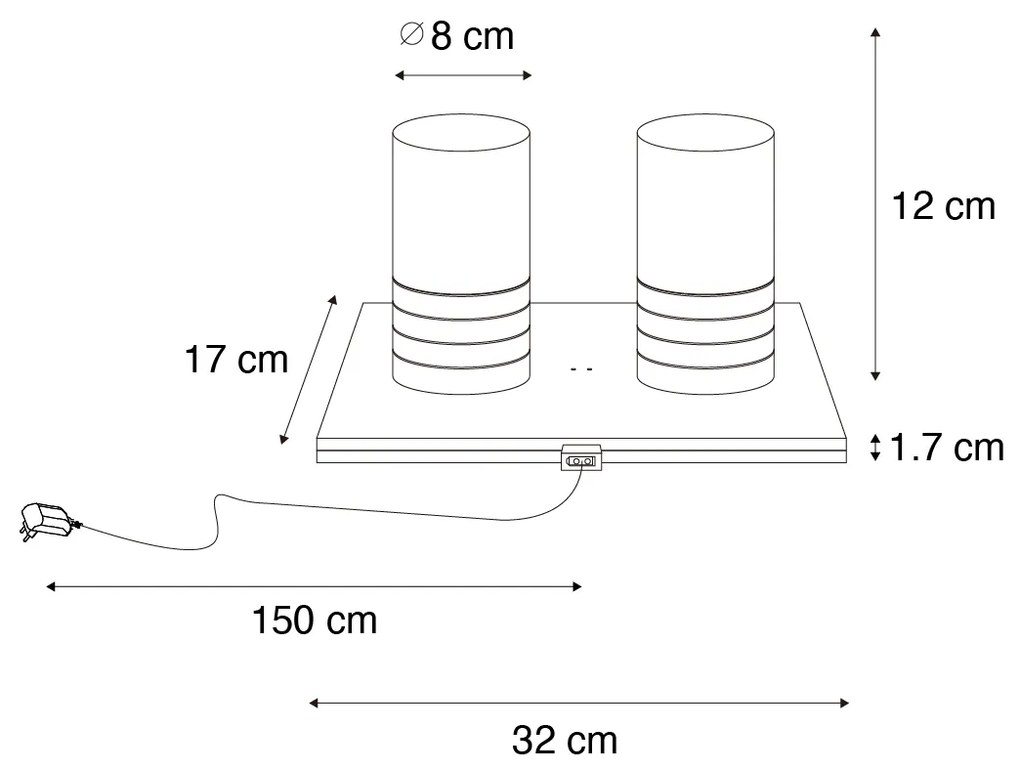 Sada 2 stolních lamp tmavě bronzová RGBW dobíjecí - Alessia