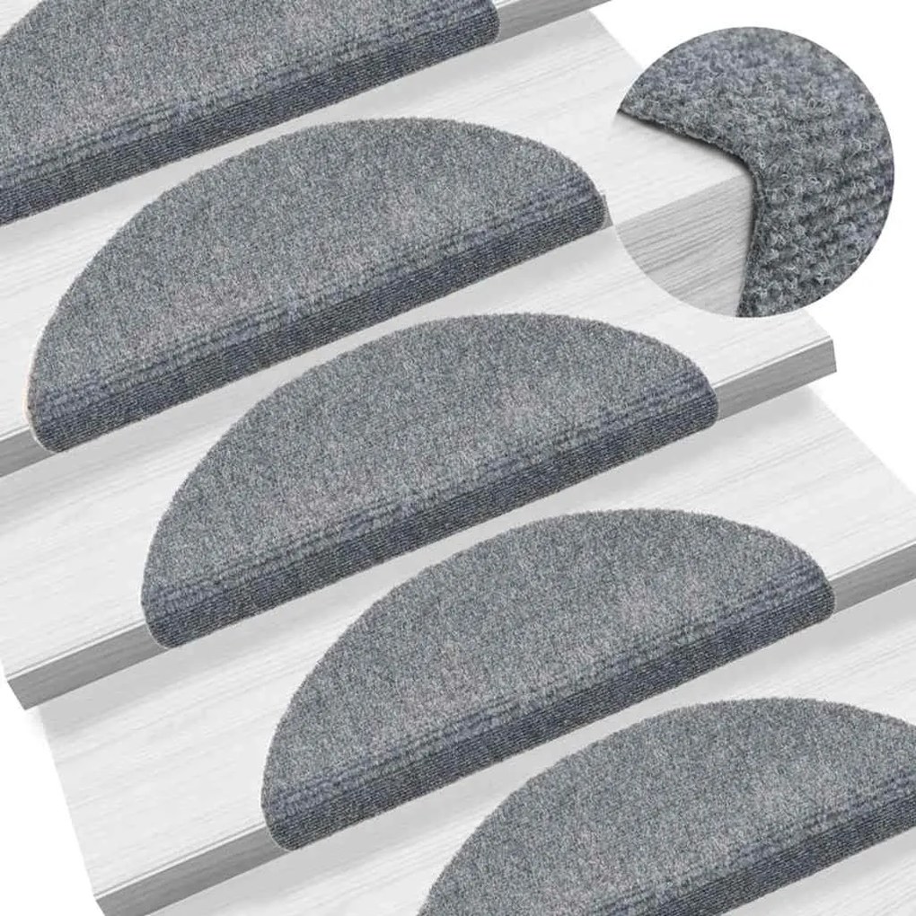 Schodové rohože samolepicí 30 ks 56 x 17 x 3 cm světle šedé půlkulaté 3365682