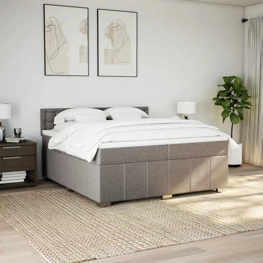 Box spring postel s matrací taupe 200x200 cm textil 3287193