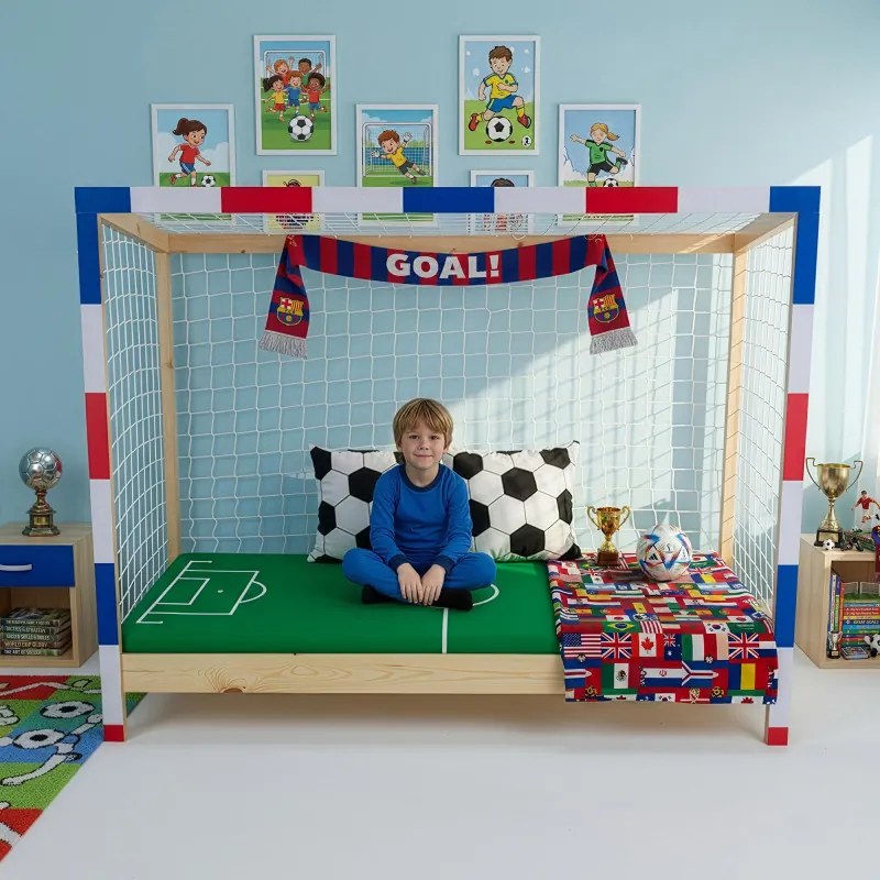 Montessori postel 90x200, přírodní/bílá/modrá/červená, FUTAL Kondela 0000396833
