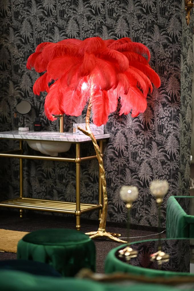 Waterfall Designová peříčková lampa Ostrich Lipstick Red 180cm