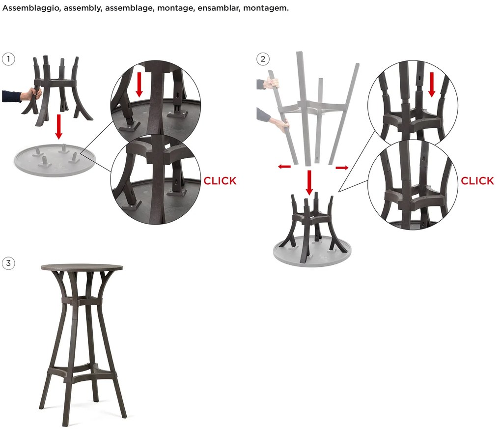 Nardi Barový plastový stůl COMBO HIGH 70 Barva plastu: Gesso