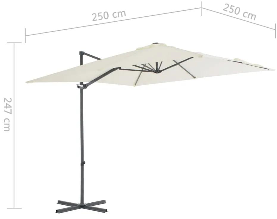 Konzolový slunečník s ocelovou tyčí 250 x 250 cm pískový,  44624