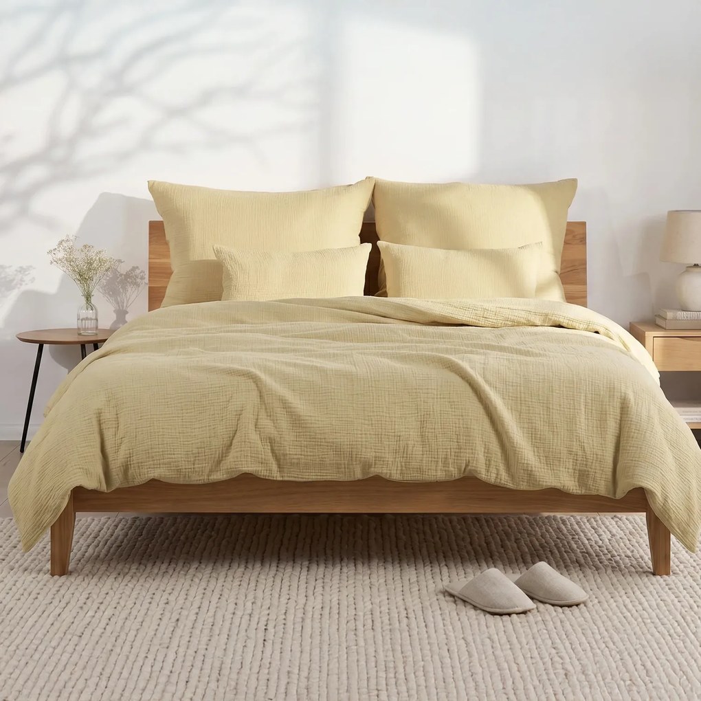 Celoroční mušelínové povlečení Sand - GOTS Velikost: 140 x 200 + 70 x 90