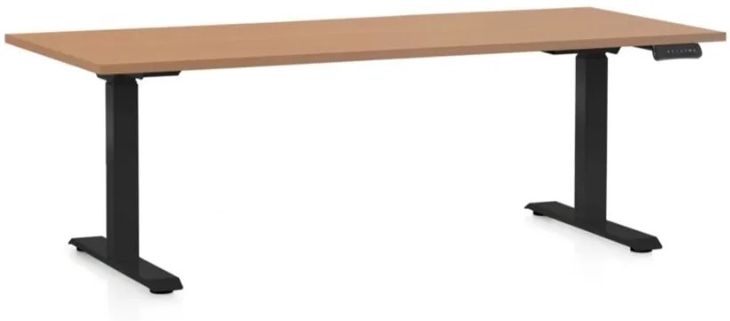 Výškově nastavitelný stůl OfficeTech D, 180 x 80 cm - černá podnož Barva: Ořech