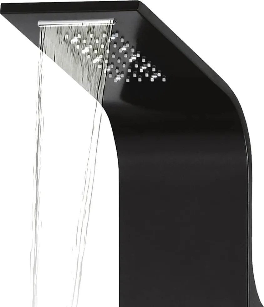 Sprchový panel set hliníkový 20 x 44 x 130 cm černý 142996