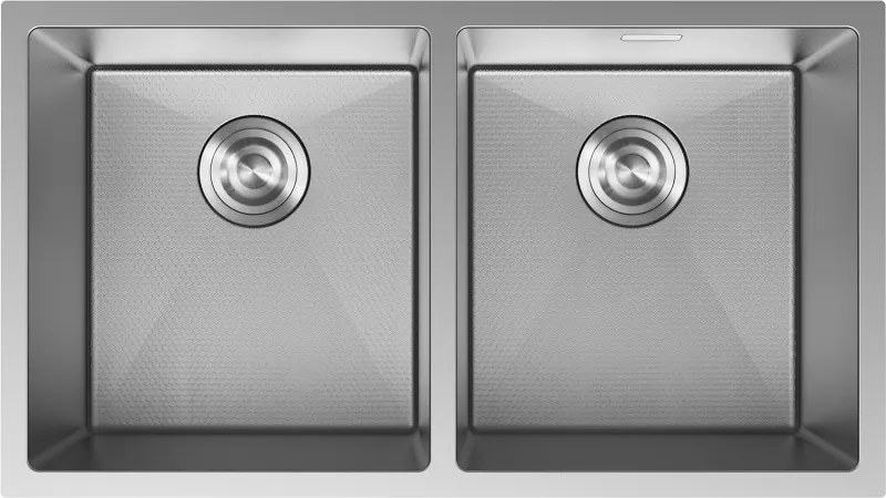 Mexen Binox, 2-komorový nerezový dřez 800 x 450 mm, broušená ocel, vzor voština, 6421802000-01HC