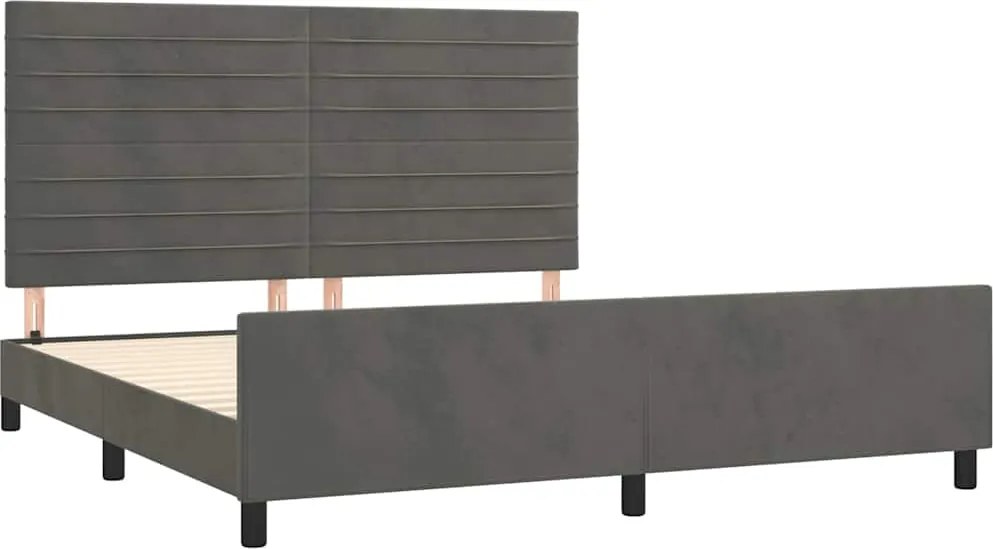 Rám postele bez matrace tmavě šedý 160 x 200 cm samet 3125825