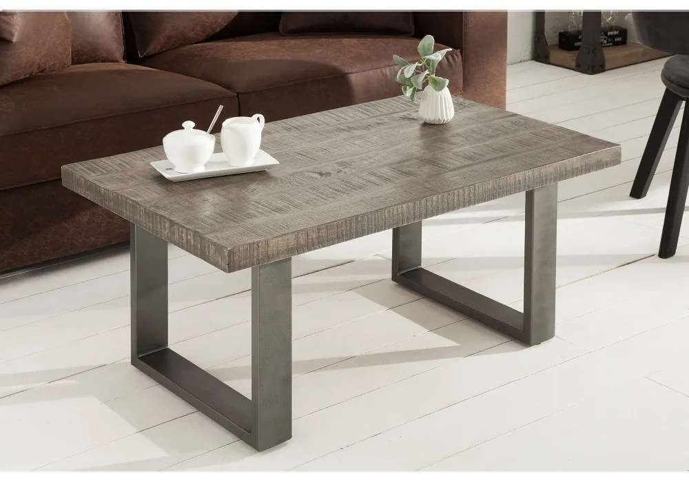 Massive home | Konferenční stolek IRON CRAFT 100 CM GREY masiv mango