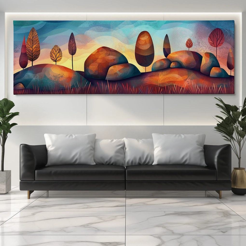 Obraz na plátně - Nanukové stromy mezi skalami FeelHappy.cz Velikost obrazu: 120 x 40 cm