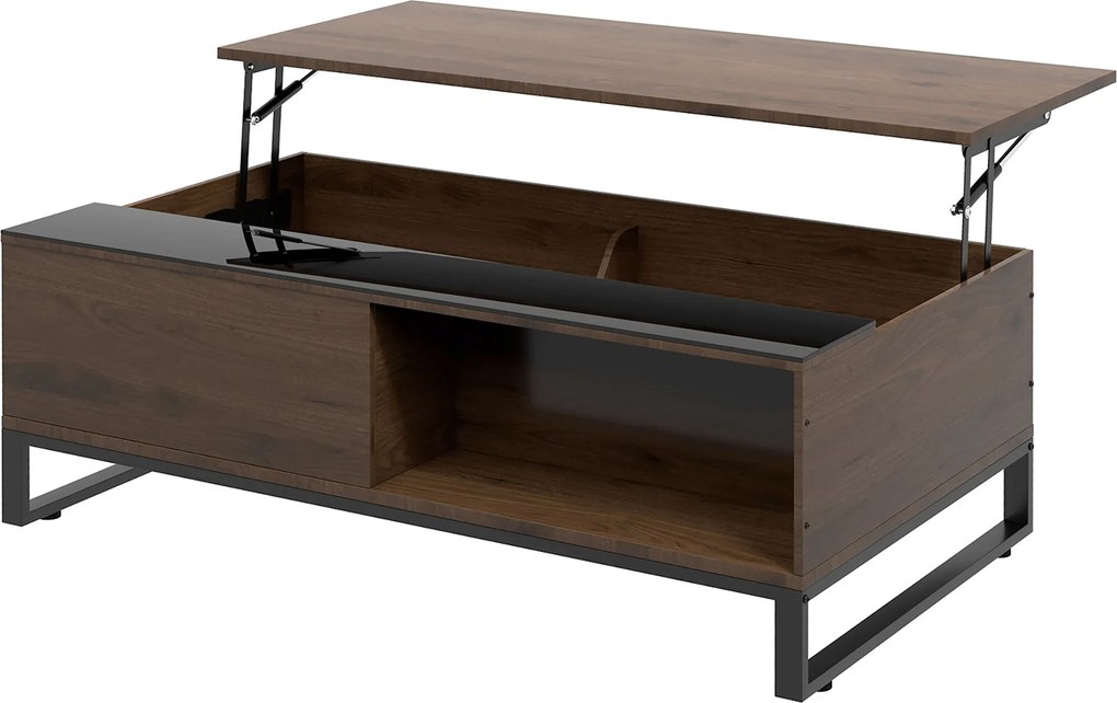 HOMCOM Konferenční stolek, Postranní stolek s Nastavitelnou Deskou, Stůl se Úložným Prostorem, Konferenční stolek v Moderním Designu, do Obývacího Pok