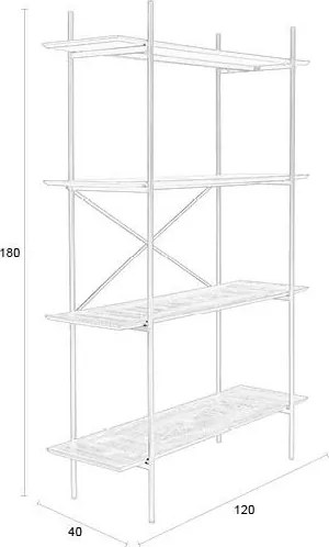 Černý kovový regál 120x180x40 cm Marcio – White Label