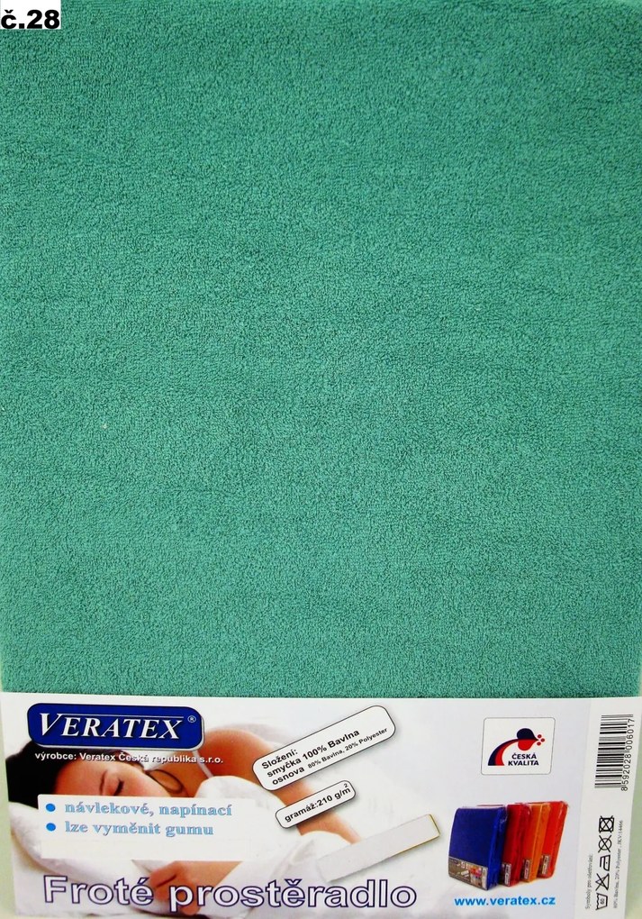 Veratex Froté prostěradlo 200x200/16 cm (č.28-tm.zelená) 200 x 200 cm Froté