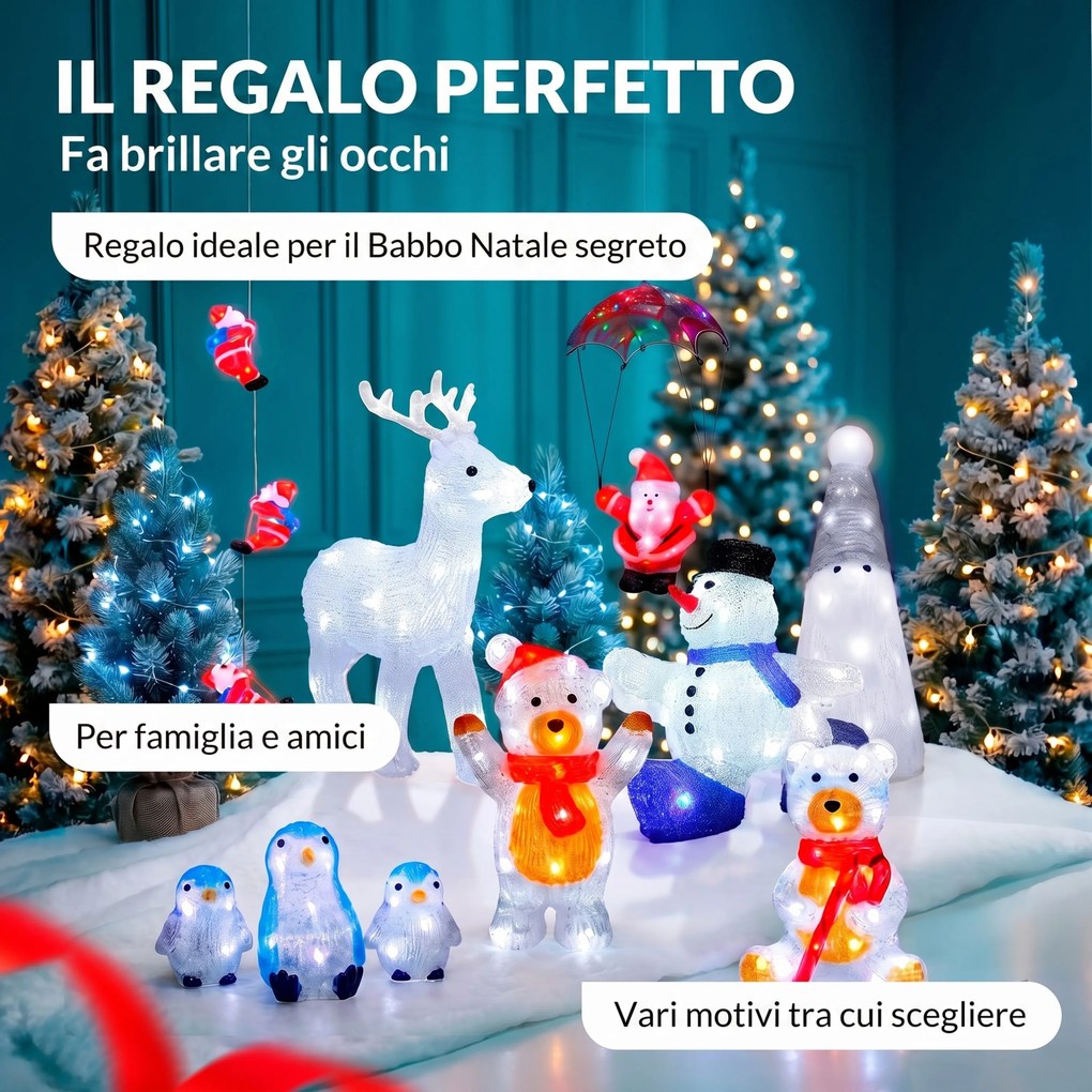 LED akryl figurka Vánoce Teddy stojící