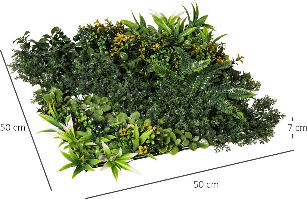 Outsunny umělá rostlinná stěna 12 kusů UV ochrana zástěna 50x50 cm vícelistý design pro zahradu balkon terasu
