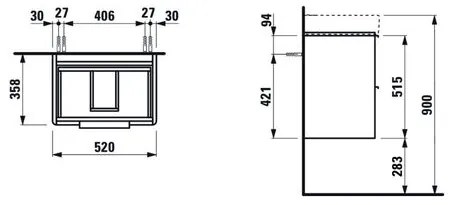 Laufen Base Skříňka pod umyvadlo 52 cm, bílá matná H4021521102601