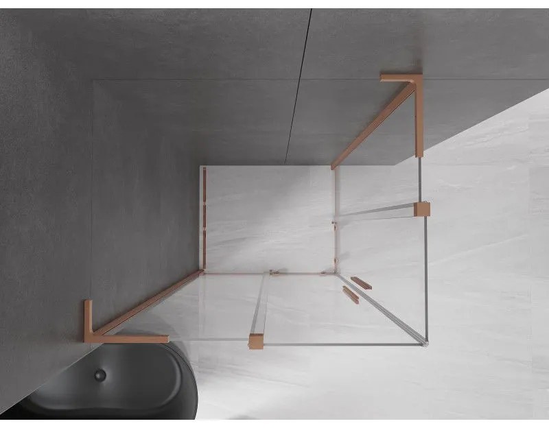 Mexen Velar L Duo, sprchový kout s posuvnými dveřmi 100 x 90 cm, 8mm čiré sklo, měděná matná, 871-100-090-02-03-65
