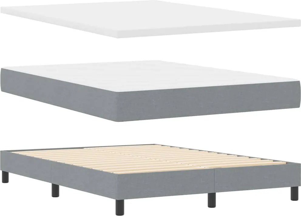 Postel s boxspringem s čelo Světle šedá 160 x 200 cm textil 3338776