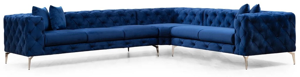 Designová rohová sedačka Rococo modrá - levá