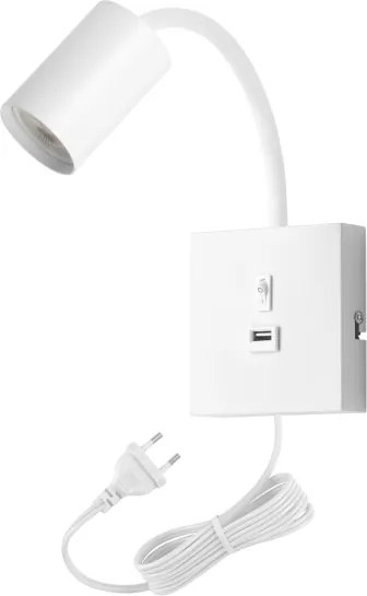 Immax 08296L - Nástěnná lampa s USB PUNTO 1xGU10/9W/230V bílá