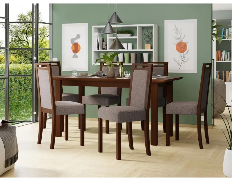 Rozkládací jídelní stůl se 6 židlemi AL10, Barva dřeva: ořech, Potah: Zetta 300
