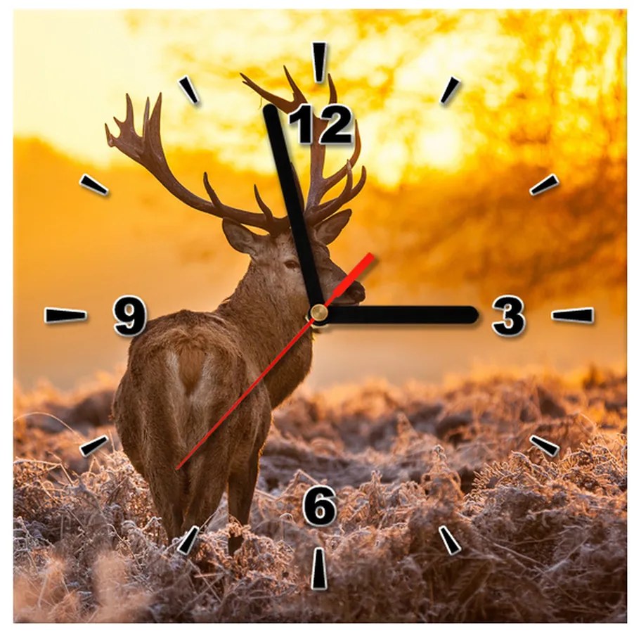 Gario Obraz s hodinami Silný jelen Rozměry: 100 x 40 cm