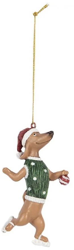 Závěsná dekorace jezevčík Dachshund na bruslích - 6*3*10 cm